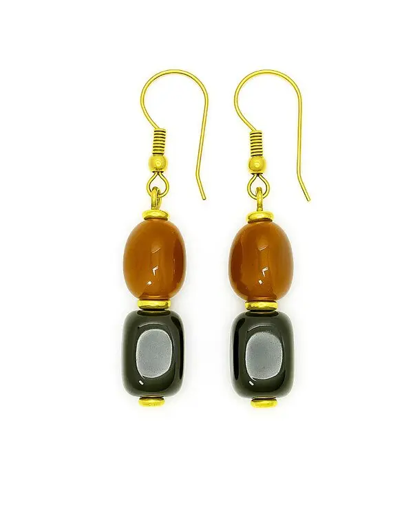 KAZURI Beaded Dangle Earrings - Safari