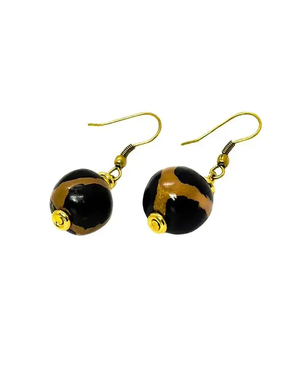 KAZURI Beaded Dangle Earrings - Sahara Sand