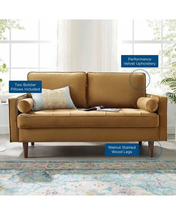 MODWAY Valour Performance Velvet Loveseat