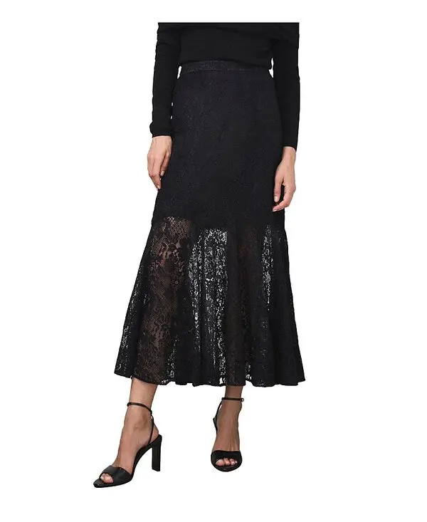 Mint Velvet Lace Fluted Sheer Midi Skirt