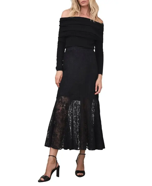 Mint Velvet Lace Fluted Sheer Midi Skirt