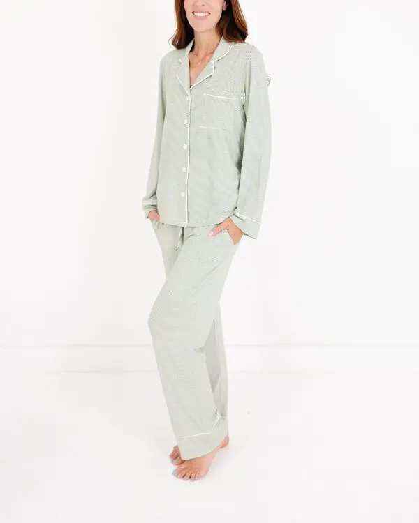 MOTETTE Evergreen Stripe Bamboo Pajama Set