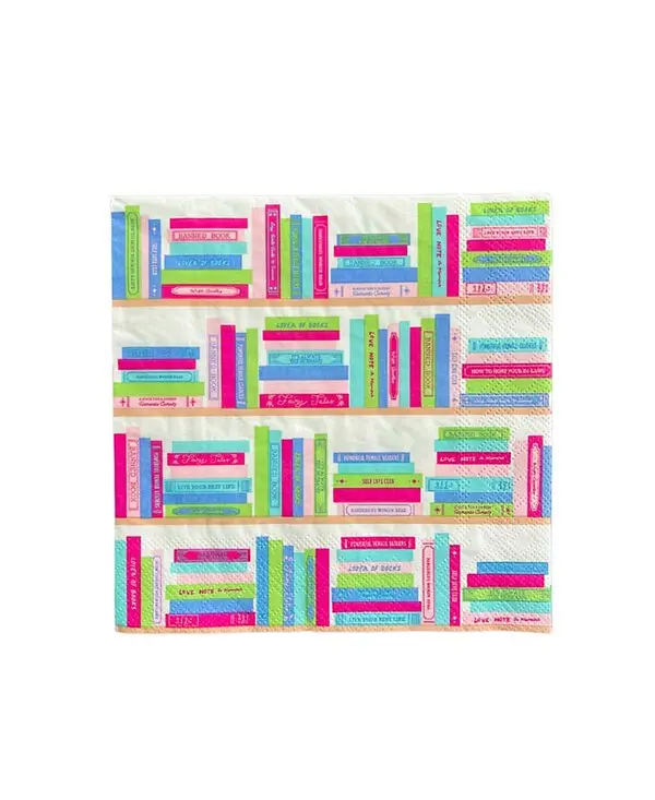 JOLLITY & CO Book Club Printed Large Paper Napkins, Set Of 16 - Multicolor