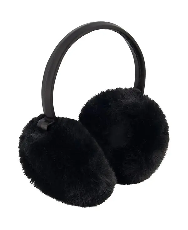 LYLA GRANT Faux Rex Rabbit Fur Earmuffs - Black