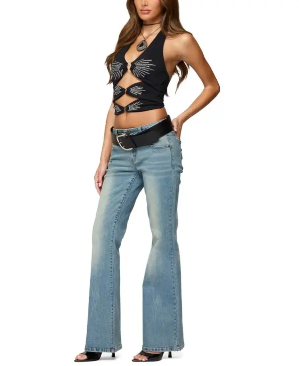 EDIKTED Lettie Rhinestone Halter Top