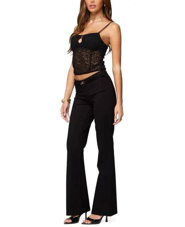 EDIKTED Janice Sheer Lace Keyhole Tank Top