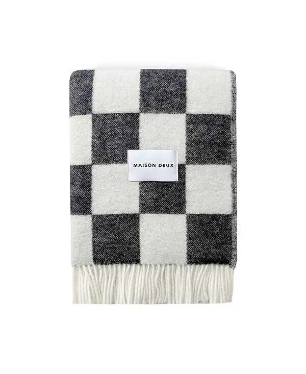 MAISON DEUX Checkerboard Blanket, 4.25' X 6.5 - Black And White