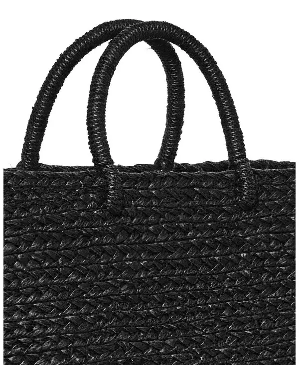 INDEGO AFRICA Braided Raffia Tote Bag - Black