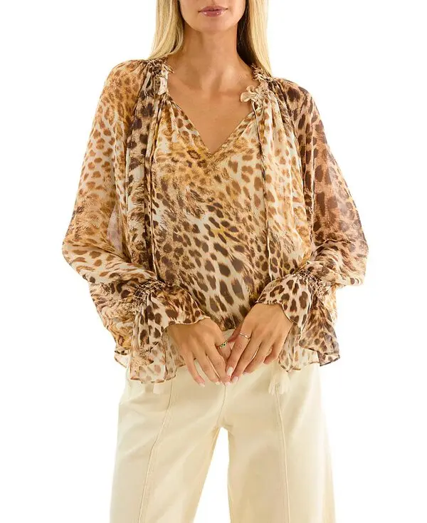 SECRET PON-PON Cambria Leopard Print Blouse - Brown Leopard