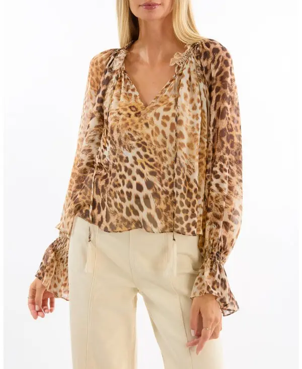 SECRET PON-PON Cambria Leopard Print Blouse - Brown Leopard