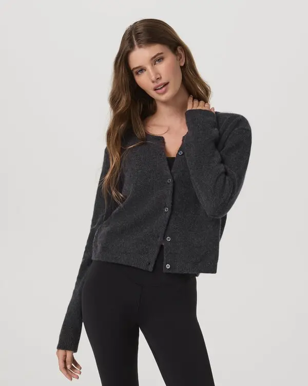 Vuori Milie Cashmere Cardigan - Charcoal Heather