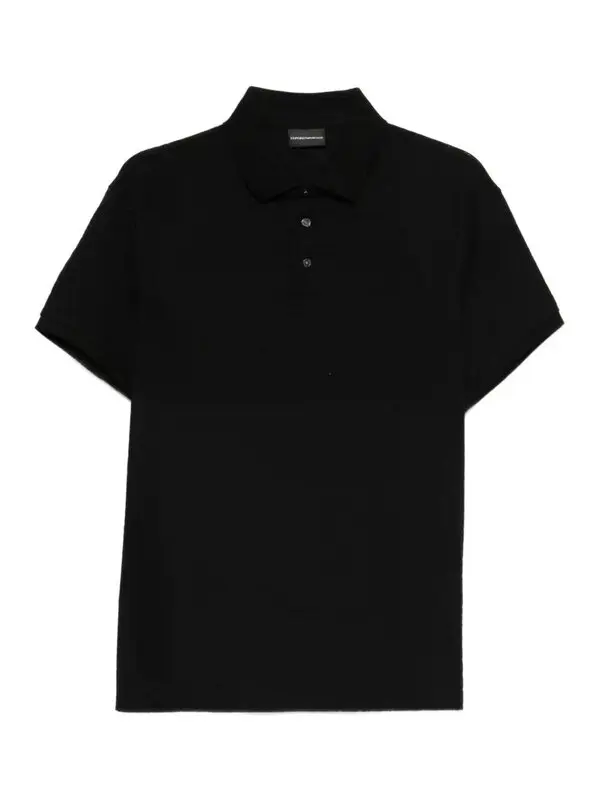 Emporio Armani Logo-jacquard Polo Shirt - Black