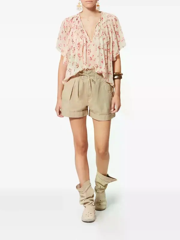 MARANT ETOILE Beige Tie-fastening Pleated Shorts - Neutrals