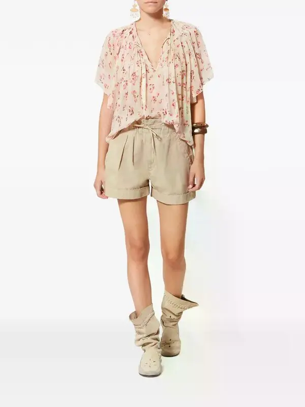 MARANT ETOILE Beige Tie-fastening Pleated Shorts - Neutrals