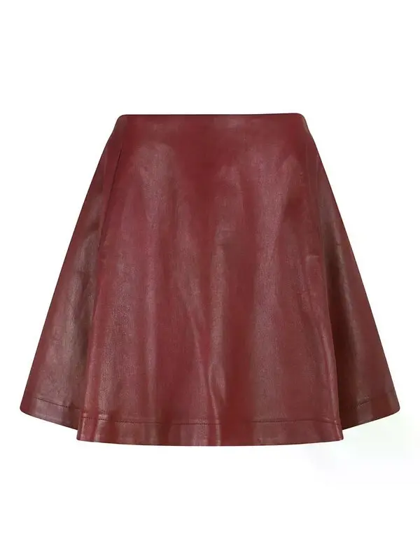 Stouls Arielle Leather A-line Skirt - Red