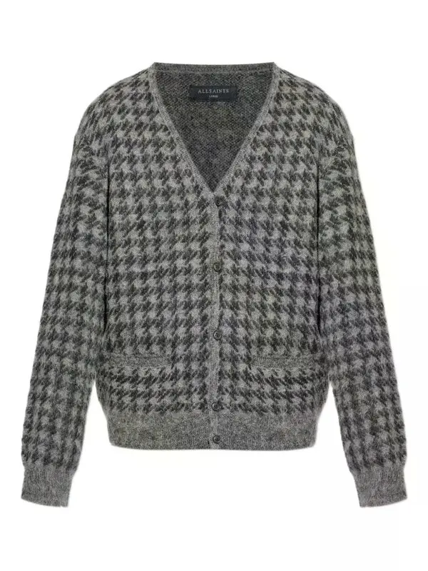 ALLSAINTS Zain Houndstooth Cardigan - Grey