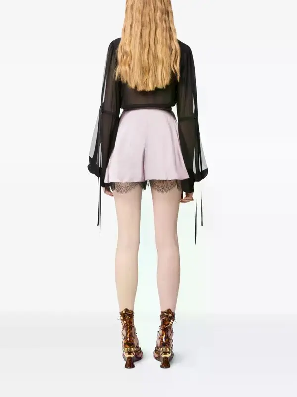Nina Ricci Lace-detail Silk Shorts - Pink