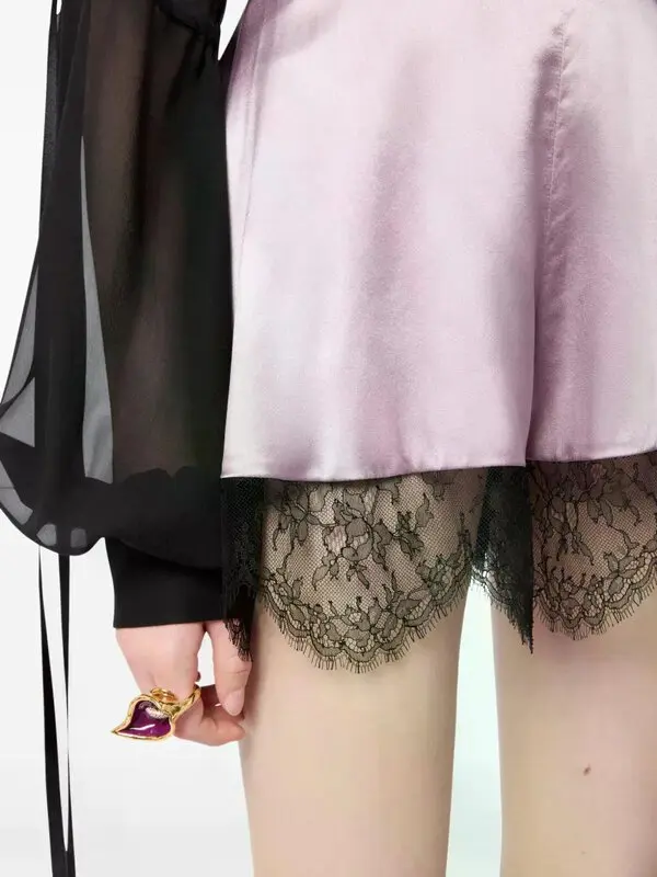 Nina Ricci Lace-detail Silk Shorts - Pink