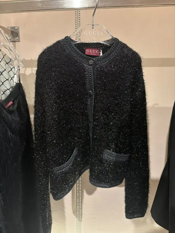 Gucci Shiny Chunky Wool Cardigan - Black