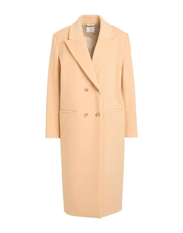 FORTE_FORTE Double-breasted Coat In Virgin Wool, Polyamide, And Cashmere - Beige