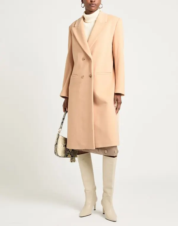 FORTE_FORTE Double-breasted Coat In Virgin Wool, Polyamide, And Cashmere - Beige