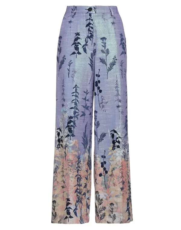 FORTE_FORTE Wide-leg Floral Print Metallic Jacquard Pants