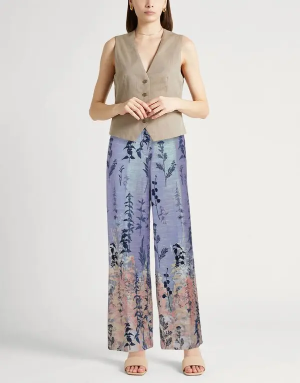 FORTE_FORTE Wide-leg Floral Print Metallic Jacquard Pants
