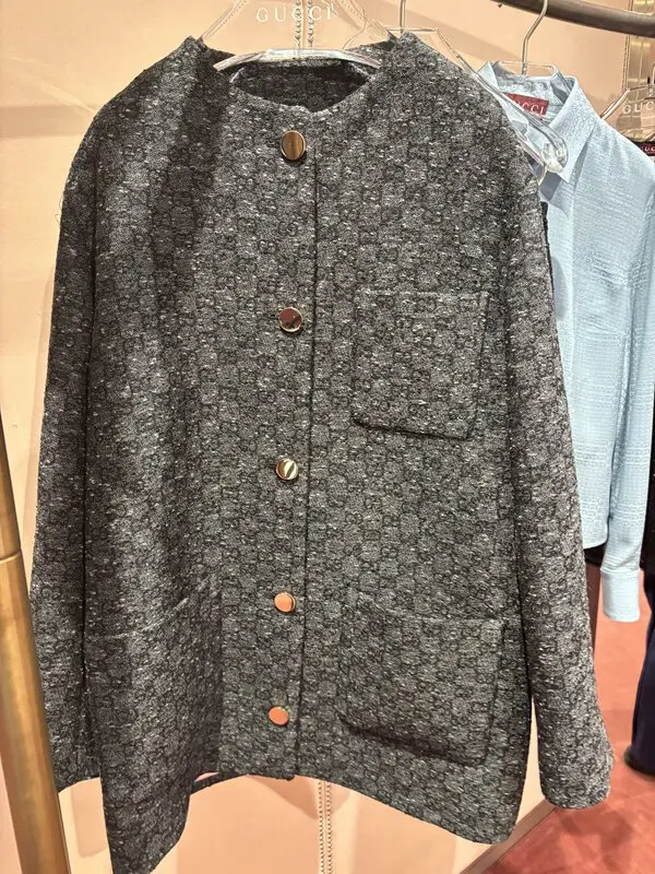 Gucci Gg Boutonné Wool Tweed Jacket - Grey