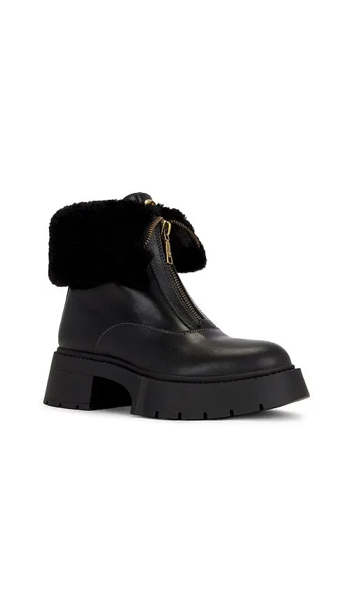COACH Leah Platform Shearling Zip Bootie - Black