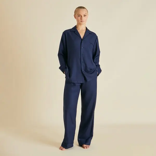 Olivia Von Halle Vanderbilt Osaka Navy Pajamas - Navy Blue