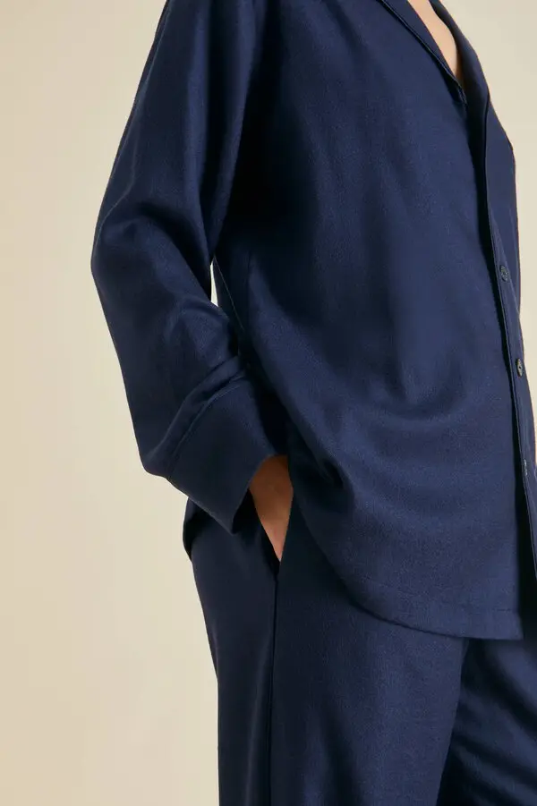 Olivia Von Halle Vanderbilt Osaka Navy Pajamas - Navy Blue