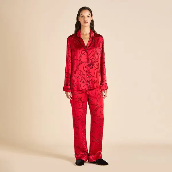 Olivia Von Halle Lila Liaisons Red Figures Pajamas - Brown