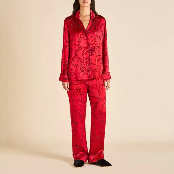 Olivia Von Halle Lila Liaisons Red Figures Pajamas - Brown