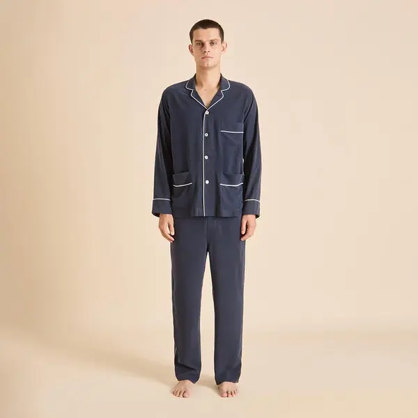 Olivia Von Halle Laurent Navy Pyjamas - Navy Blue