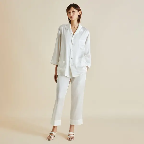 Olivia Von Halle Fifi White Pajamas - Ivory