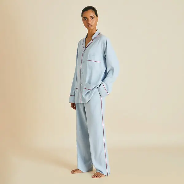 Olivia Von Halle Laurent Cerulean Pajamas - Blue