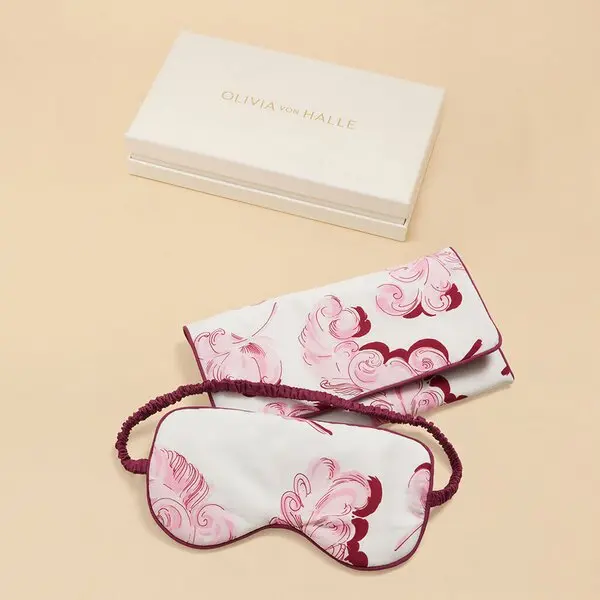 Olivia Von Halle Audrey Plume Feather Eye Mask - Pink