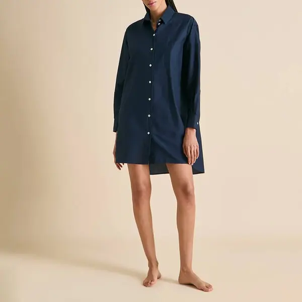 Olivia Von Halle Celeste Navy Nightshirt - Navy Blue