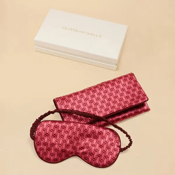 Olivia Von Halle Audrey Dita Geometric Eye Mask - Pink