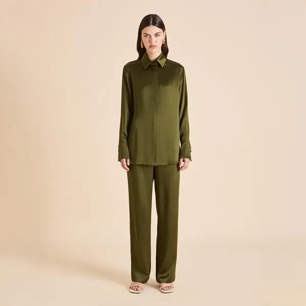 Olivia Von Halle Bacall Ivy Pajamas - Green