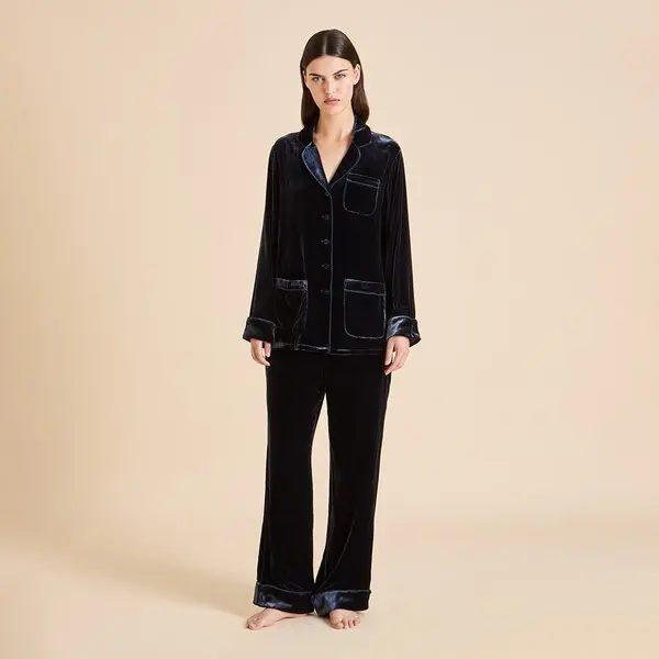 Olivia Von Halle Coco Eclipse Navy Pajamas - Navy Blue