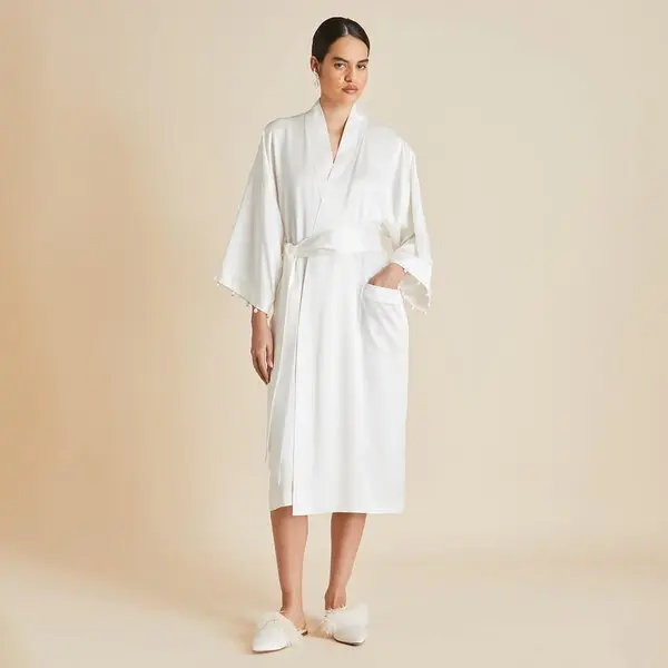 Olivia Von Halle Sabine Pearl Robe - Ivory