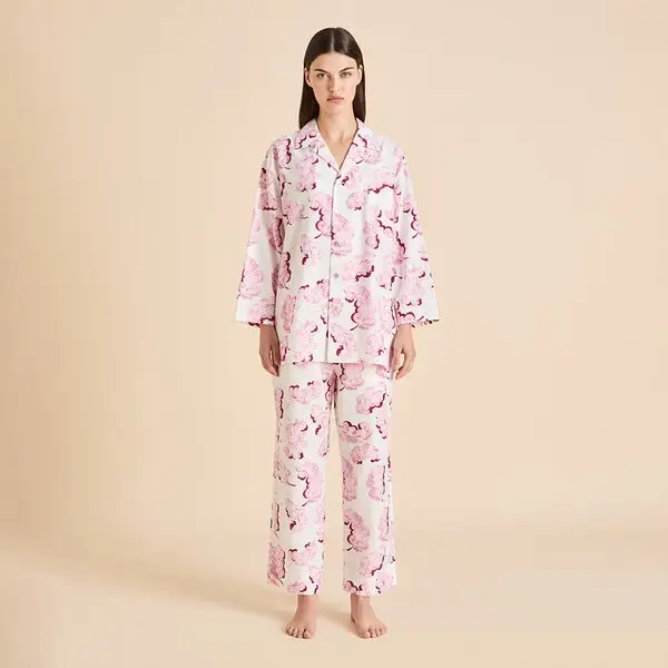Olivia Von Halle Casablanca Plume Feather Pajamas - Pink