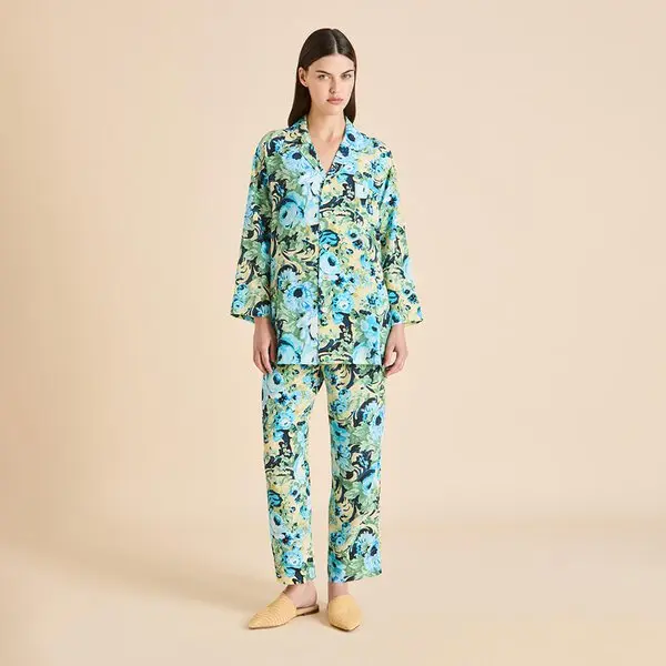 Olivia Von Halle Casablanca Jardin Floral Pajamas - Blue