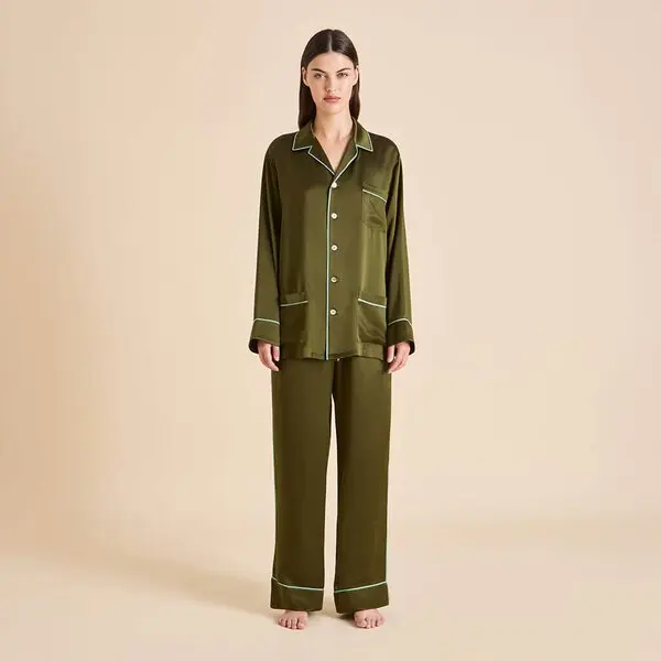 Olivia Von Halle Yves Ivy Pajamas - Green