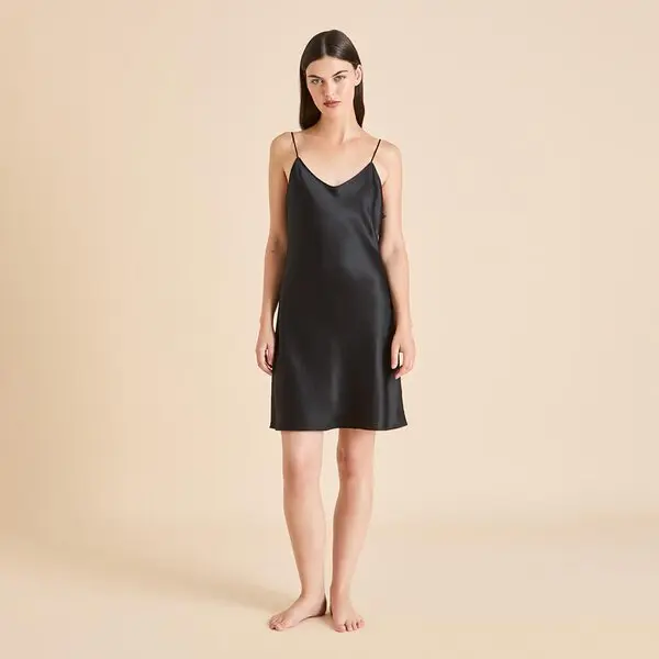 Olivia Von Halle Venus Jet Slip Dress - Black