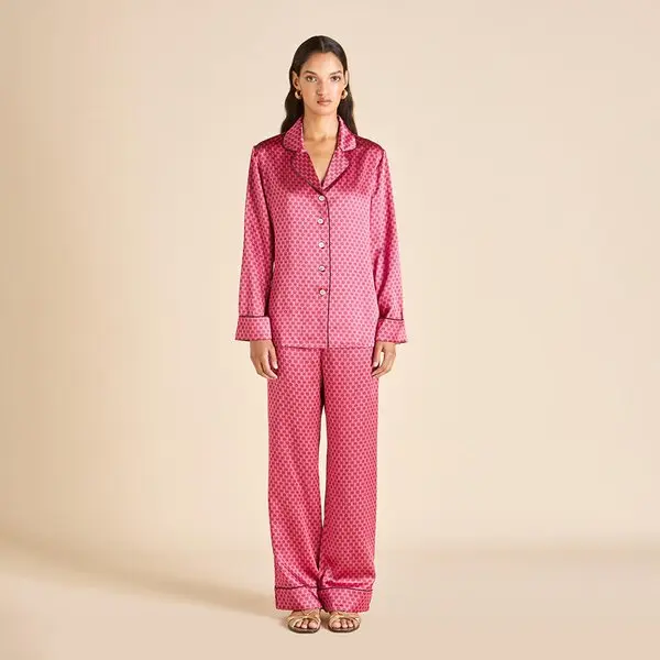Olivia Von Halle Lila Dita Geometric Pajamas - Pink