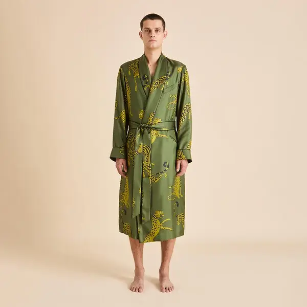 Olivia Von Halle Mescal Nyra Leopard Robe - Green
