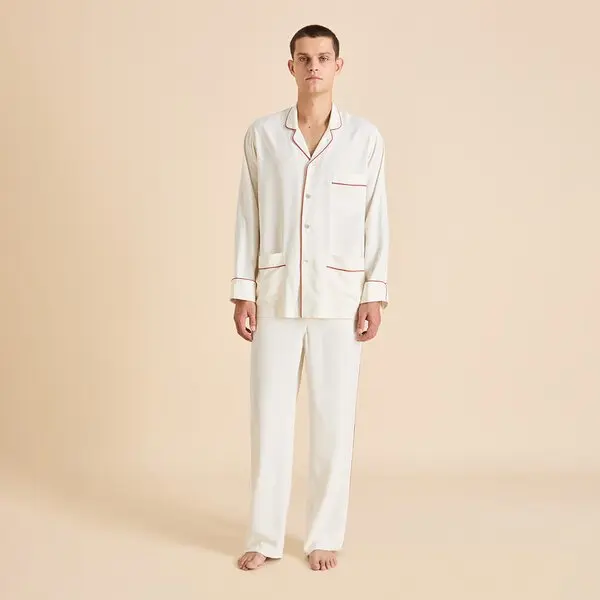 Olivia Von Halle Laurent Rust Pajamas - Ivory