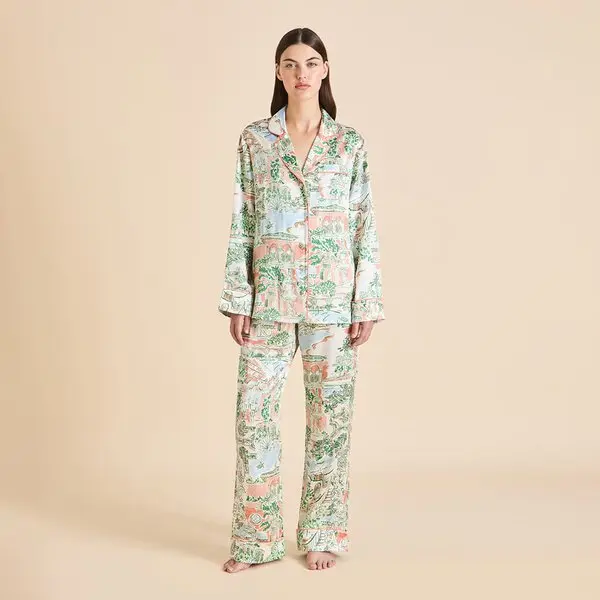Olivia Von Halle Lila Mansion Landscape Pajamas - Peach